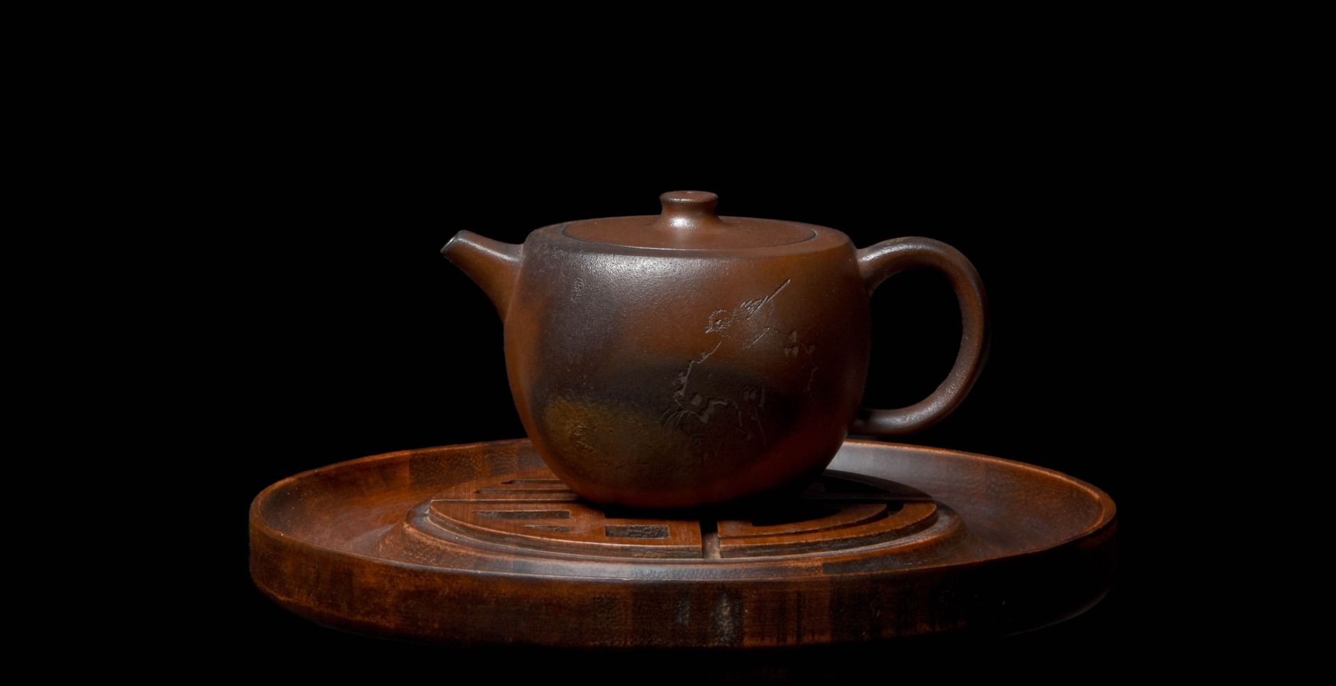 Cai Shao Carved Yixing Teapot